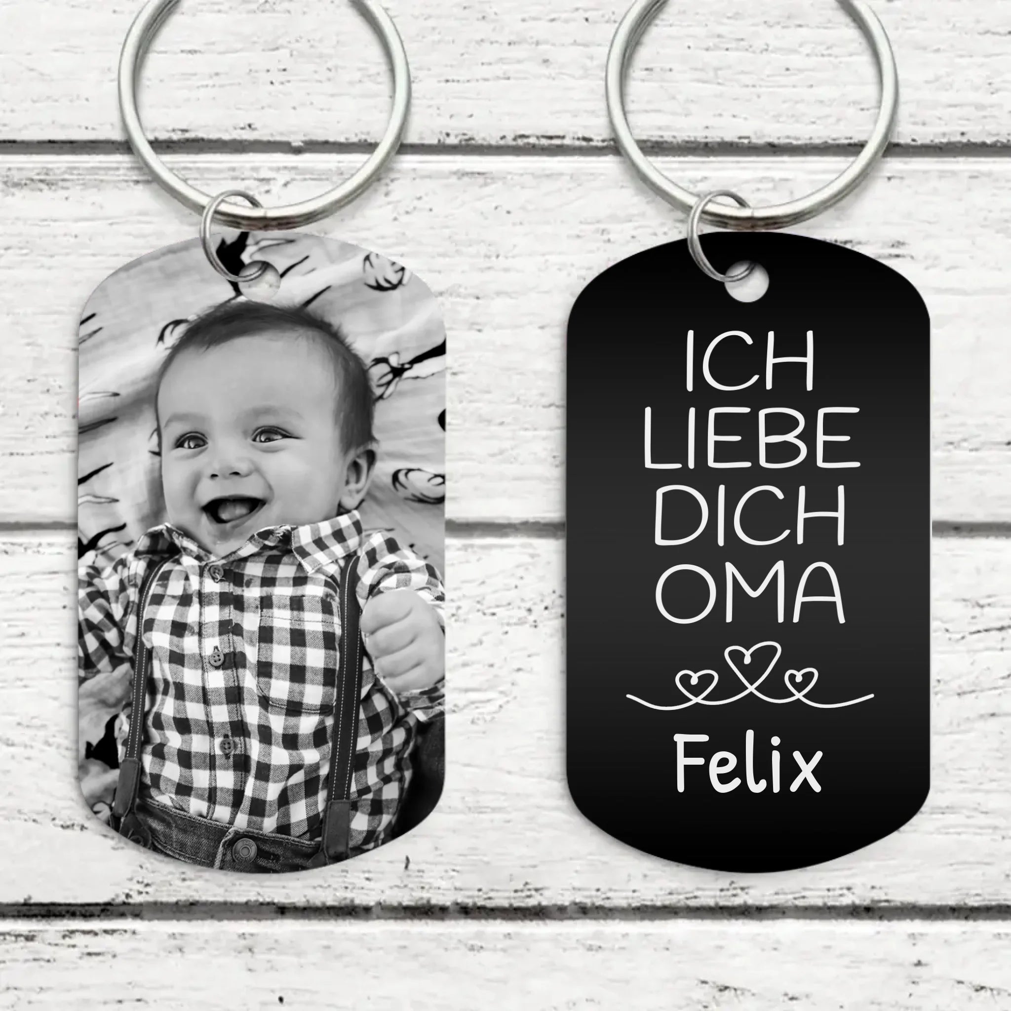 Oma - Personalisierter Schlüsselanhänger für Oma mit Schwarz/Weiß Foto ...